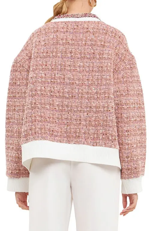 Endless Rose Bouclé Wool-blend Cardigan - Pink