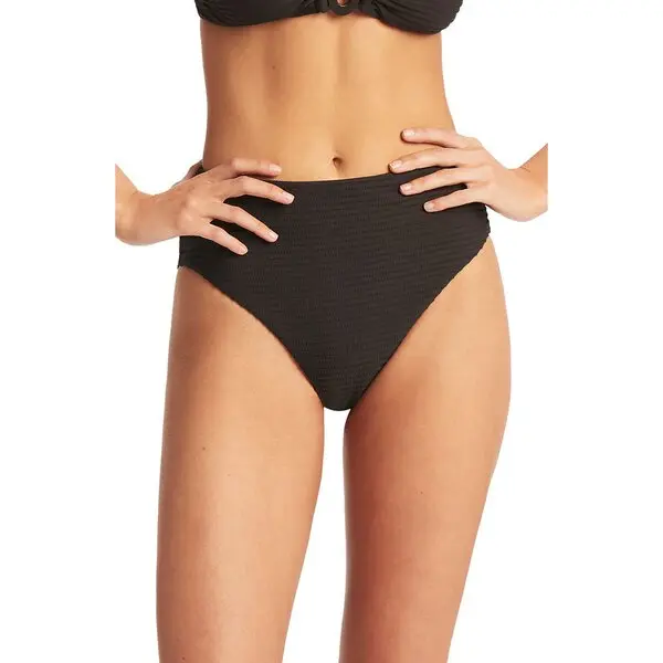 SEA LEVEL Retro High Waist Bikini Bottom - Black