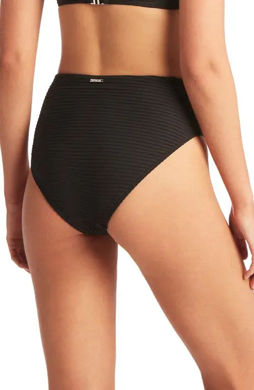 SEA LEVEL Retro High Waist Bikini Bottom - Black