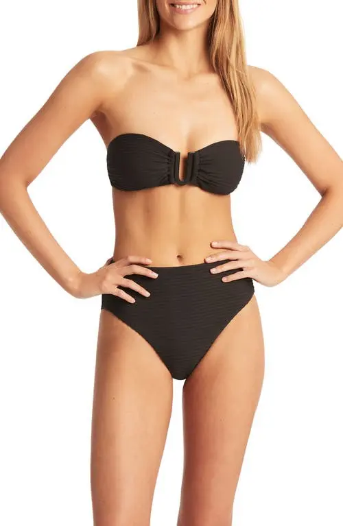 SEA LEVEL Retro High Waist Bikini Bottom - Black