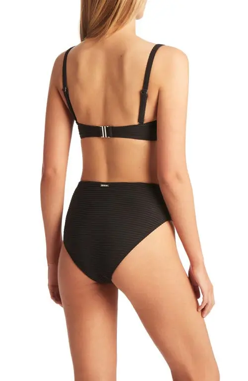 SEA LEVEL Retro High Waist Bikini Bottom - Black