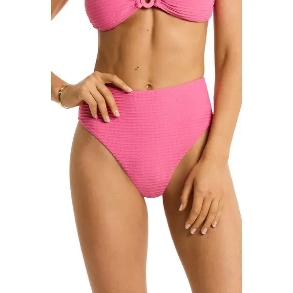 SEA LEVEL Retro High Waist Bikini Bottom - Candy