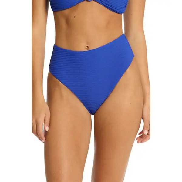 SEA LEVEL Retro High Waist Bikini Bottom - Cobalt
