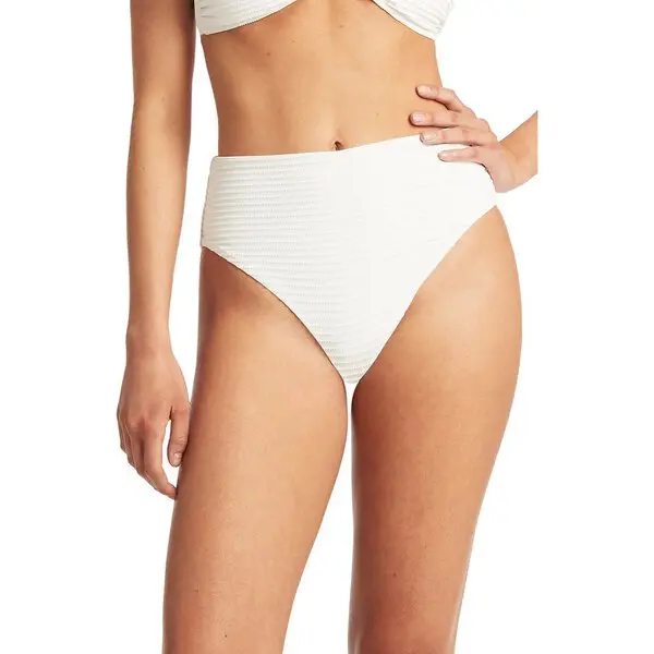 SEA LEVEL Retro High Waist Bikini Bottom - White