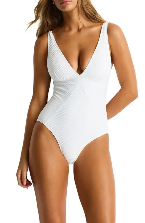 SEA LEVEL Panel Line Multifit One-piece Swimsuit - White