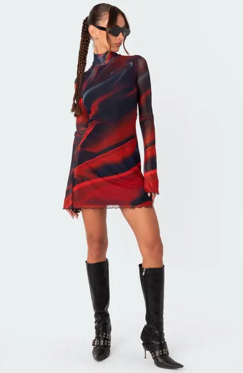 EDIKTED Sparks Fly Mesh Mini Dress