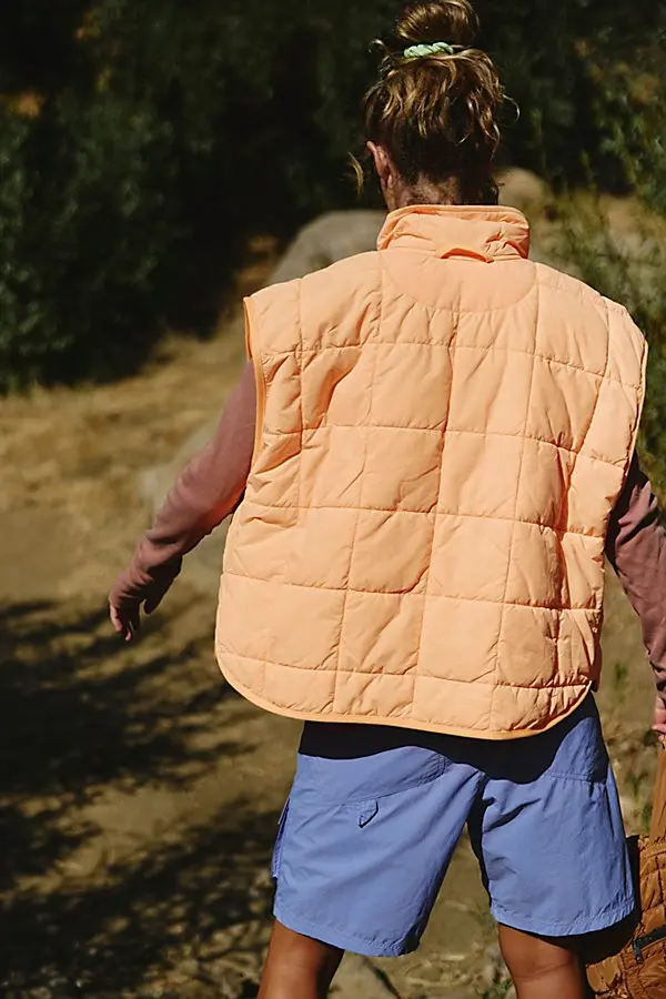Free People Pippa Packable Puffer Vest - Neon Clementine