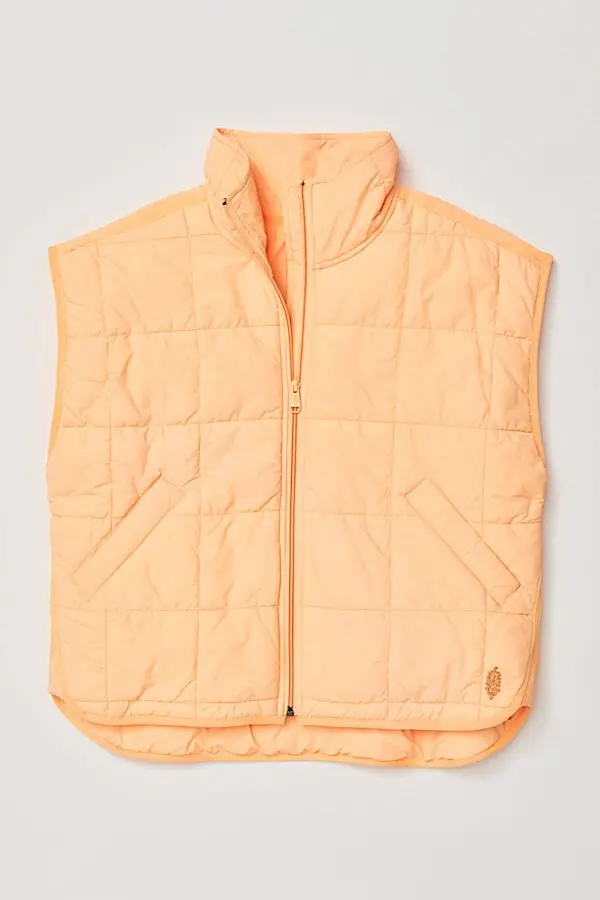 Free People Pippa Packable Puffer Vest - Neon Clementine
