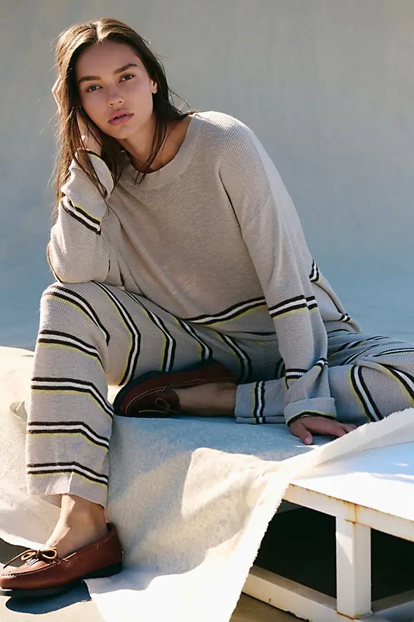 Free People Striped Sweater Set - French Oak Combo