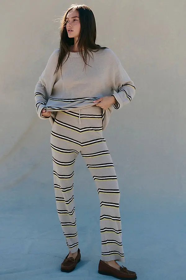 Free People Striped Sweater Set - French Oak Combo