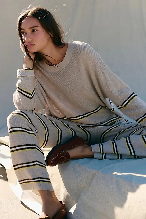 Free People Striped Sweater Set - French Oak Combo