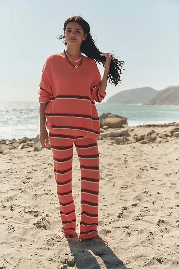 Free People Striped Sweater Set - Melon Combo