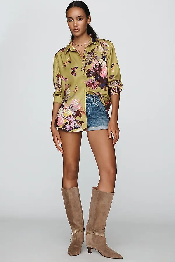 Anthropologie Brielle Relaxed Buttondown Blouse - Citron