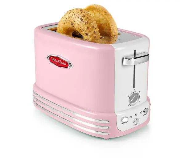 NOSTALGIA Retro 2-slice Bagel Toaster Pink - One-color