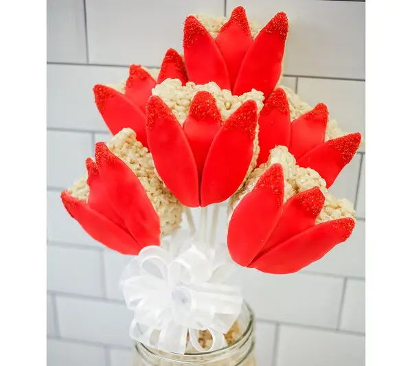 CREATIVE CRISPIES CO. Creative Crispies 6-pc Valentine's Day Flower B Ouquet Treats - One-color