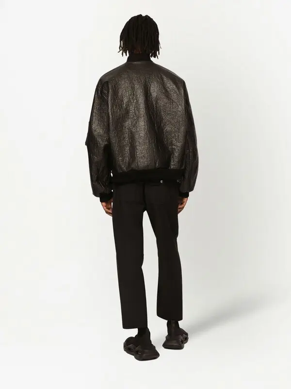 Dolce & Gabbana Crinkled-finish Lambskin Bomber Jacket