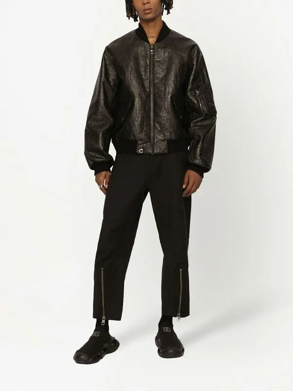 Dolce & Gabbana Crinkled-finish Lambskin Bomber Jacket