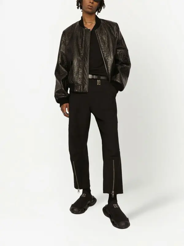 Dolce & Gabbana Crinkled-finish Lambskin Bomber Jacket