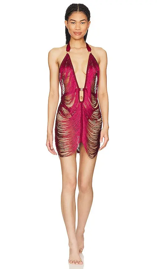 THISTLE AND SPIRE Fringe Benefits Slip In Red - Ruby