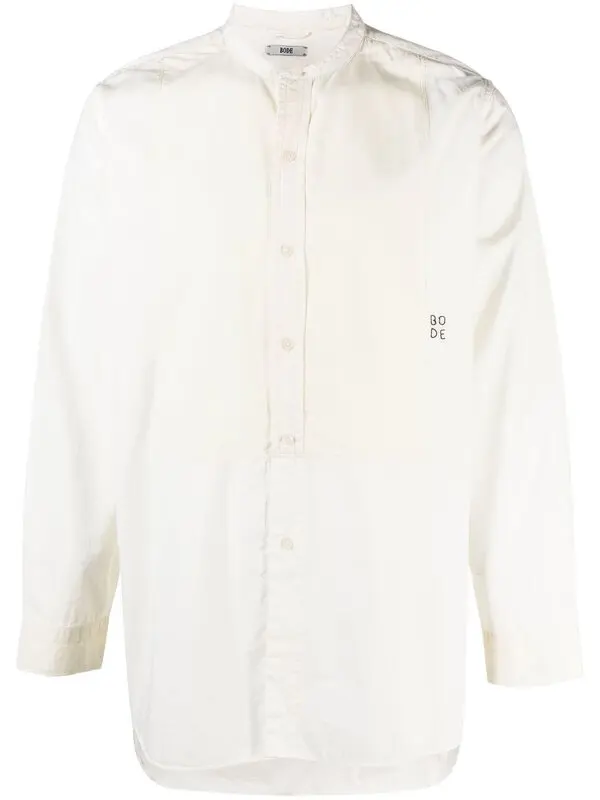 BODE Logo-embroidered Collarless Shirt