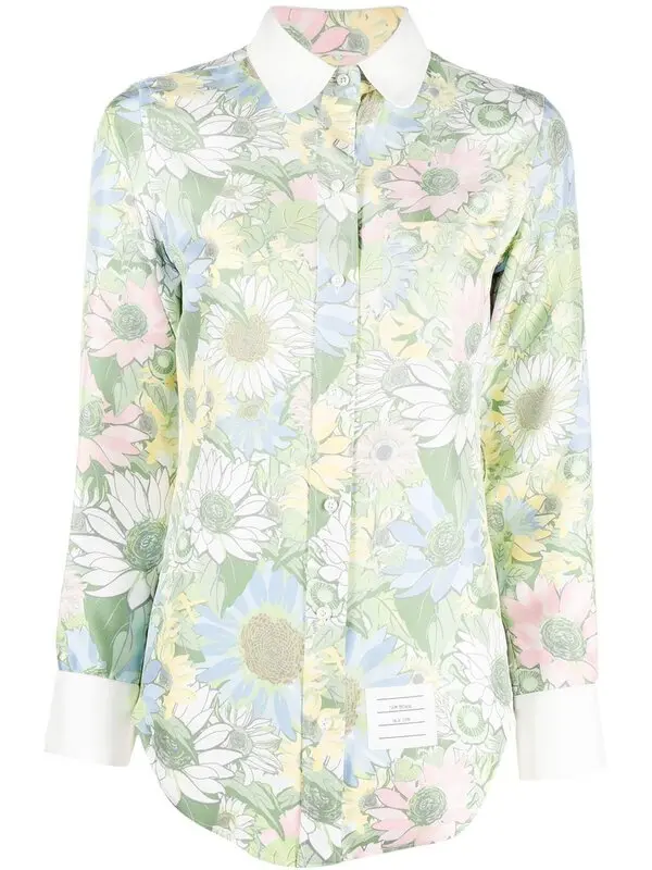 Thom Browne Floral-print Silk Shirt