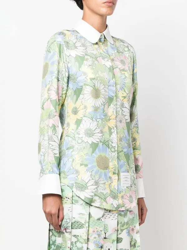 Thom Browne Floral-print Silk Shirt
