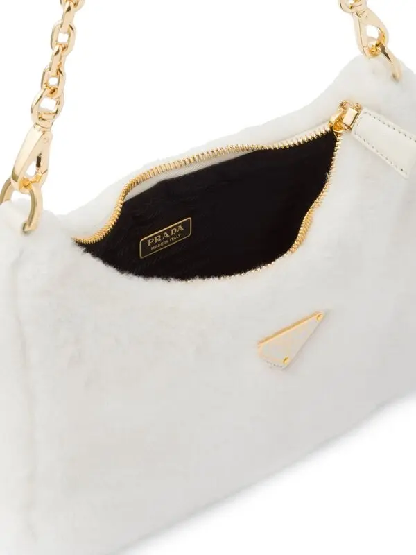 Prada Re-edition Shearling Mini Bag - White