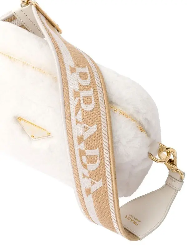 Prada Triangle-plaque Shearling Shoulder Bag