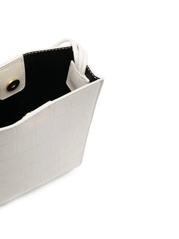 JIL SANDER Crocodile-effect Leather Satchel - Neutrals
