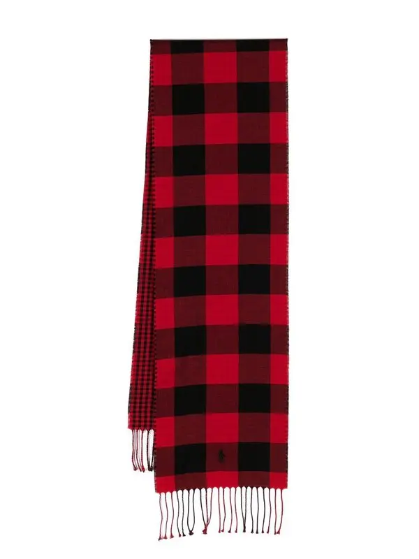 Polo Ralph Lauren Reversible Checked Brushed-cotton Scarf - Red