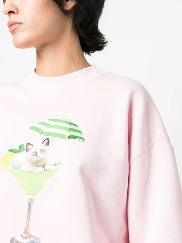 MSGM Graphic Print Cropped Sweatshirt