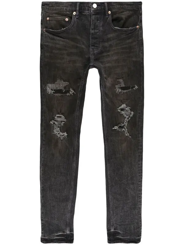 PURPLE BRAND Distressed Slim-cut Jeans