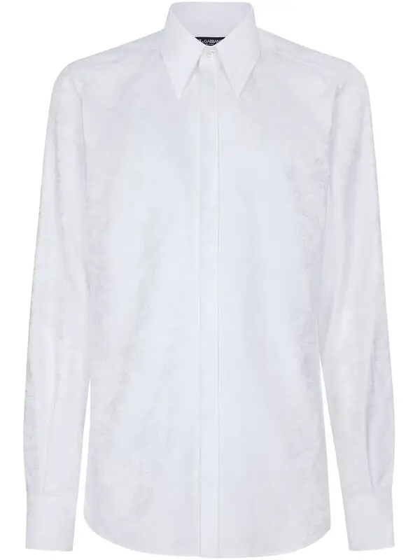Dolce & Gabbana Martini-fit Floral-jacquard Cotton Shirt