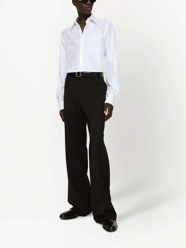Dolce & Gabbana Martini-fit Floral-jacquard Cotton Shirt