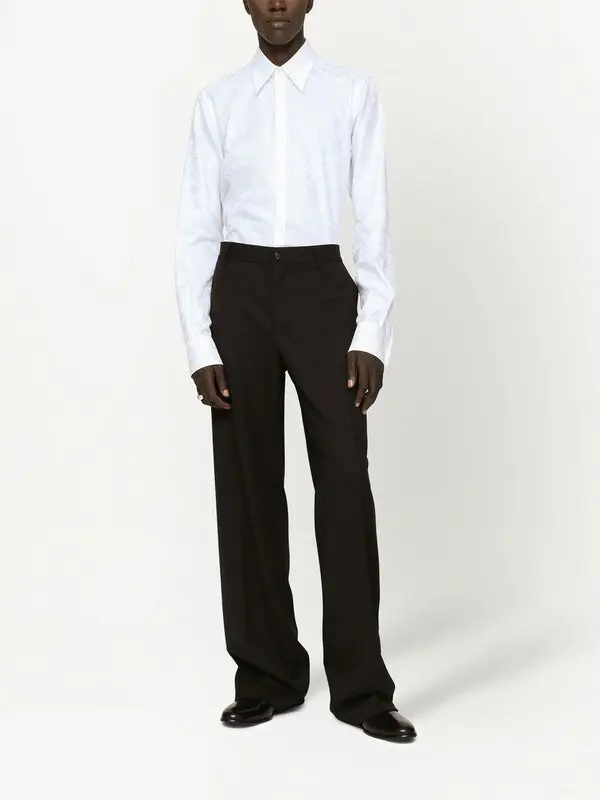 Dolce & Gabbana Martini-fit Floral-jacquard Cotton Shirt