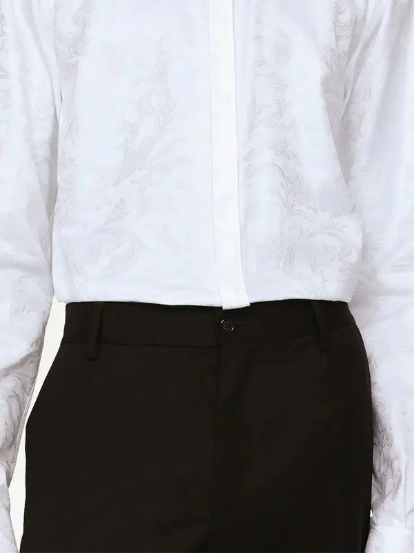 Dolce & Gabbana Martini-fit Floral-jacquard Cotton Shirt