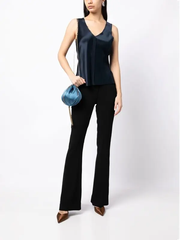 Voz Satin V-neck Tank Top - Blue