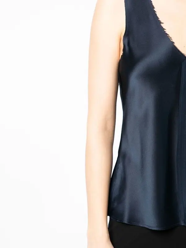 Voz Satin V-neck Tank Top - Blue