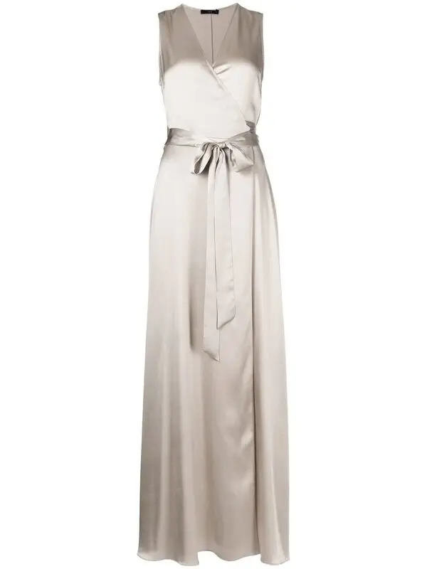 Voz Frontward Wrap Maxi Dress - Grey