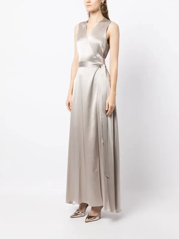 Voz Frontward Wrap Maxi Dress - Grey