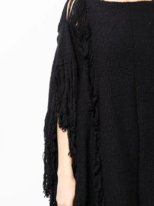Voz Lace Fringe Manta Knit Top - Black