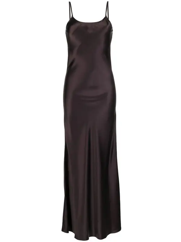 Voz Liquid Silk Slip Dress - Brown