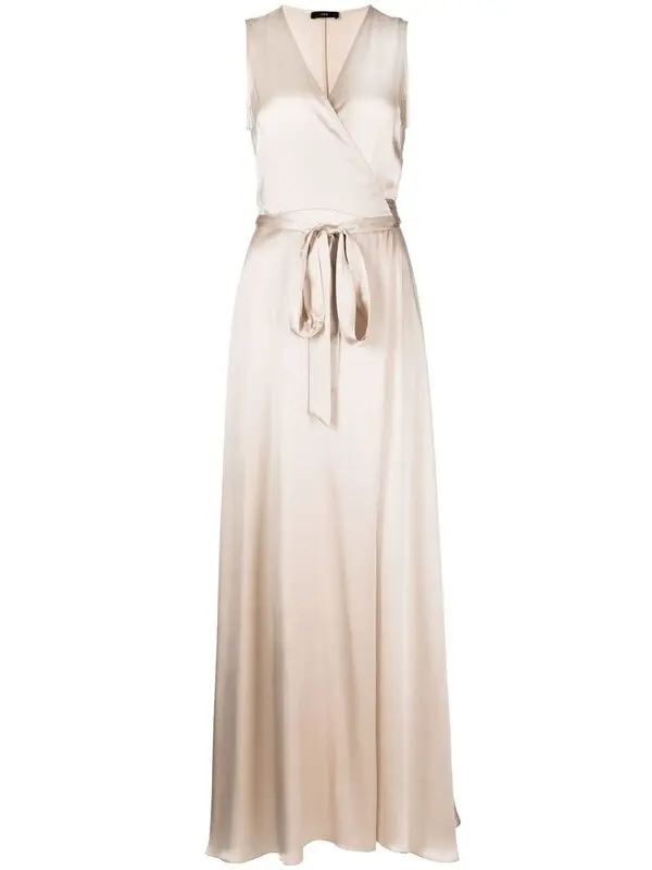 Voz Neck Wrap Maxi Dress - Neutrals