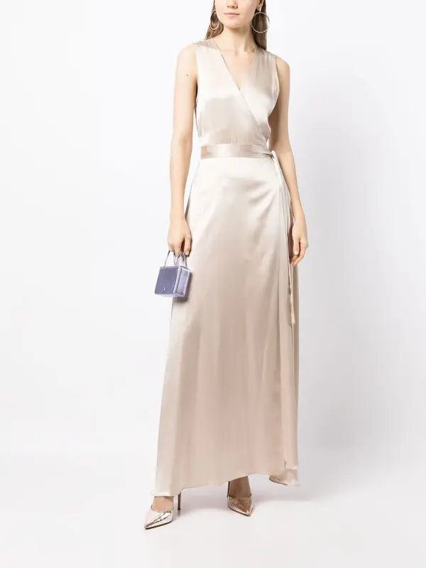 Voz Neck Wrap Maxi Dress - Neutrals
