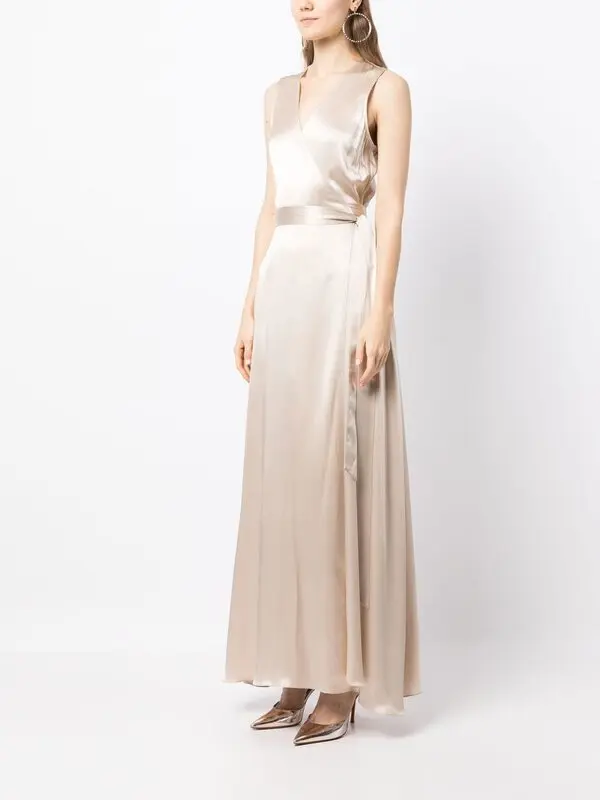 Voz Neck Wrap Maxi Dress - Neutrals