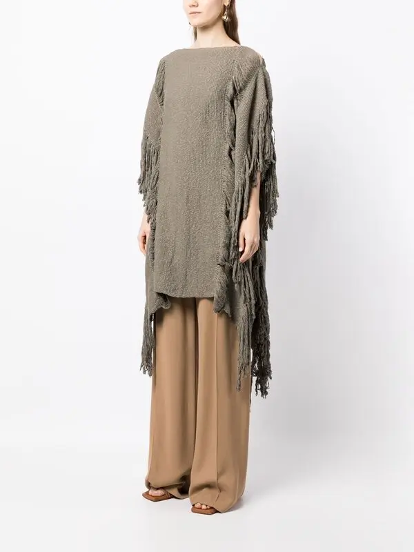 Voz Lace Fringe-detail Tunic - Brown