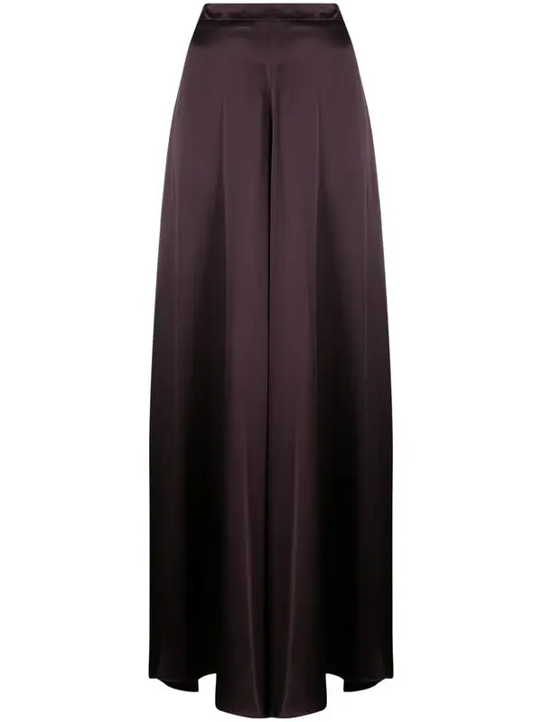 Voz Silk-satin Palazzo Trousers - Brown