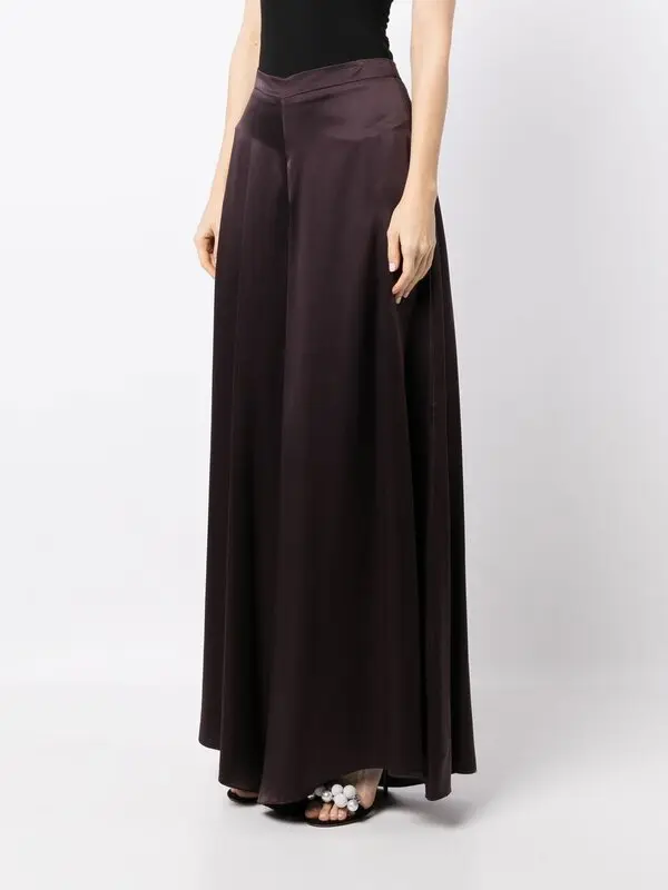 Voz Silk-satin Palazzo Trousers - Brown