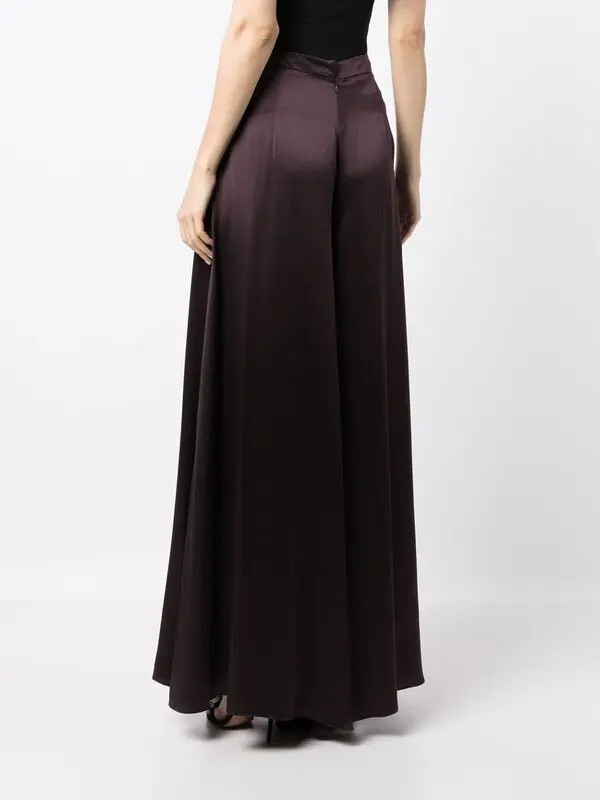 Voz Silk-satin Palazzo Trousers - Brown