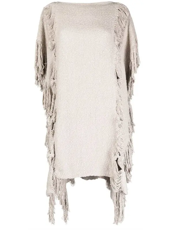 Voz Fringed Poncho-style Jumper - Grey